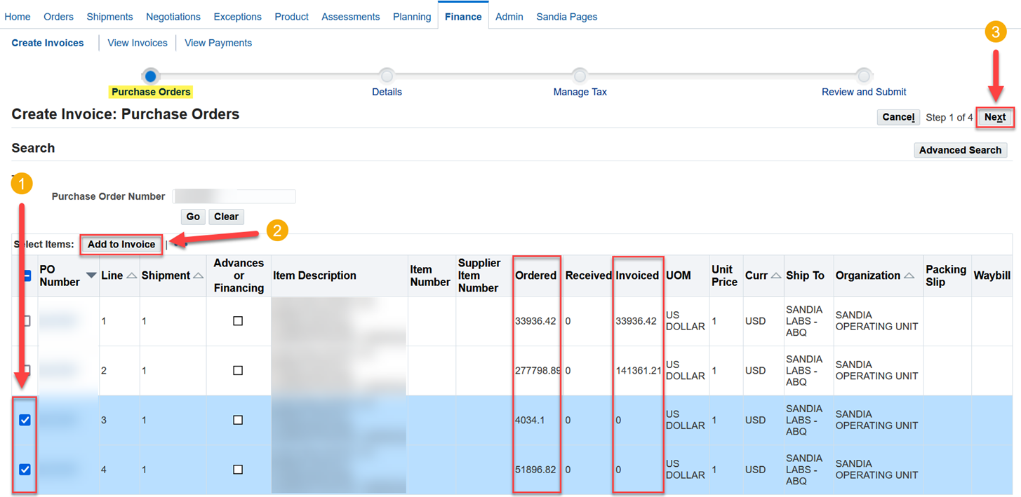 E-Invoice – Working with Sandia