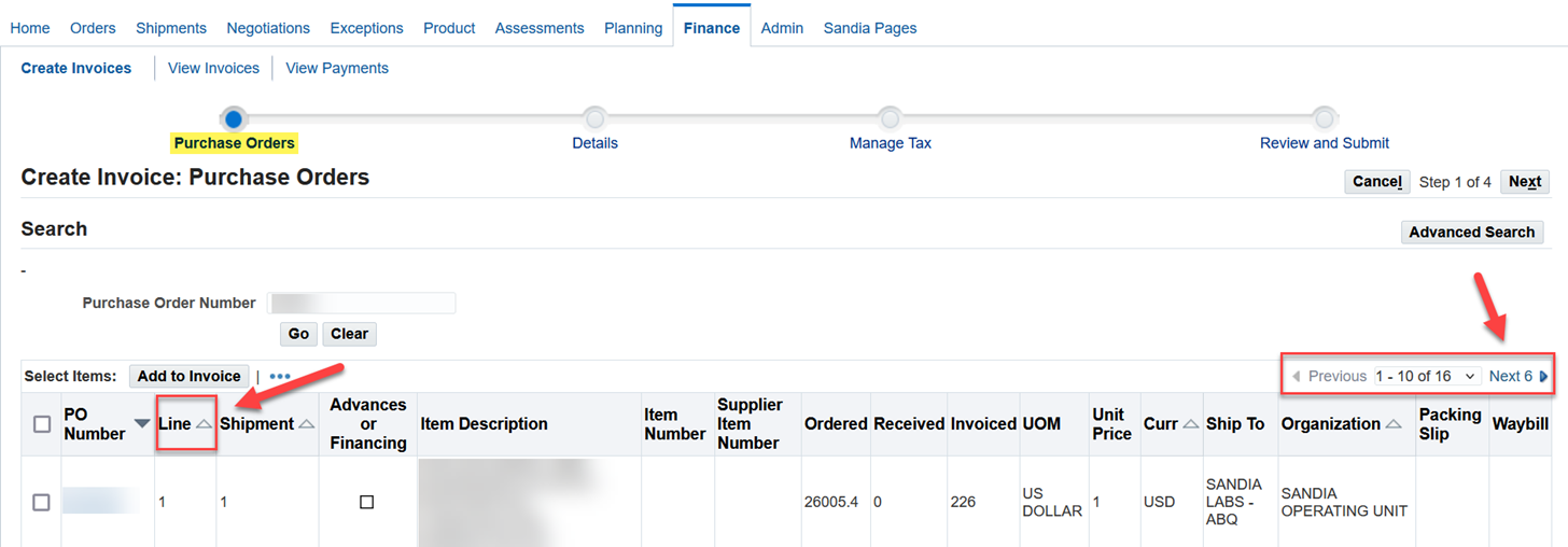 E-Invoice – Working with Sandia