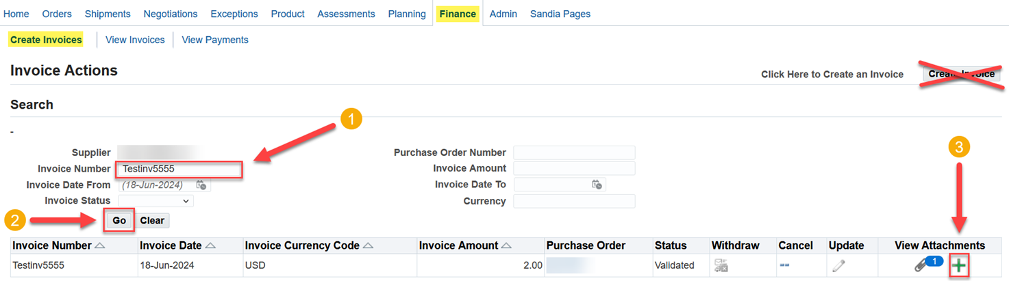 E-Invoice – Working with Sandia