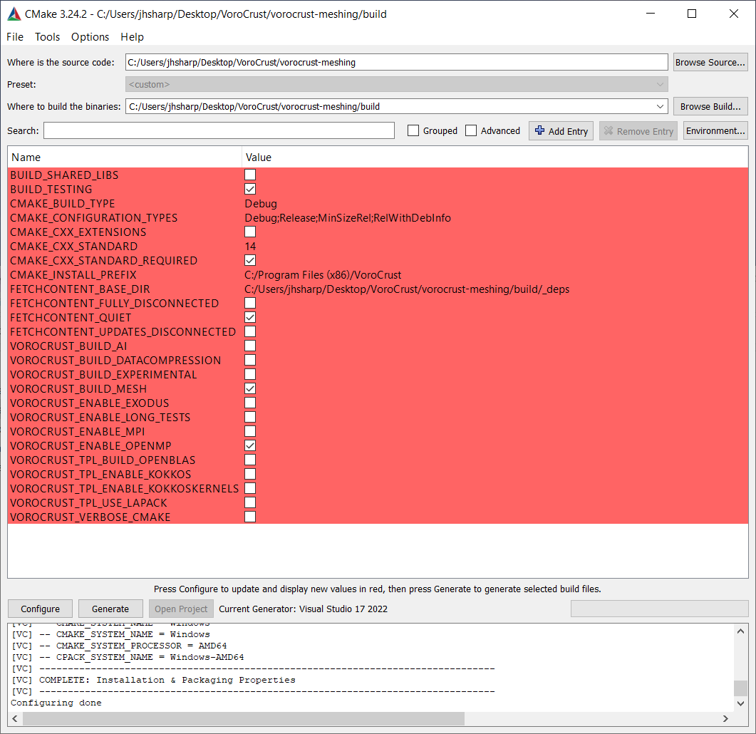 Configuring on Windows – VoroCrust